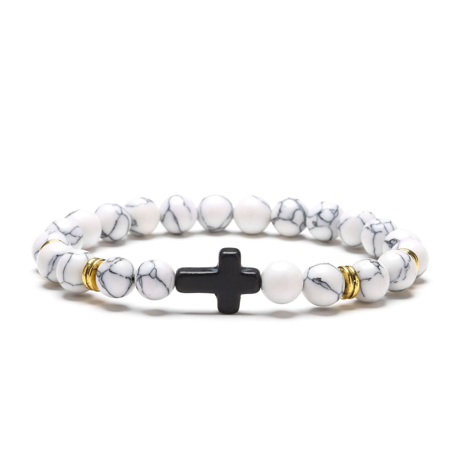 Natural Stone Cross Beaded Bracelet – YourWorldExchange